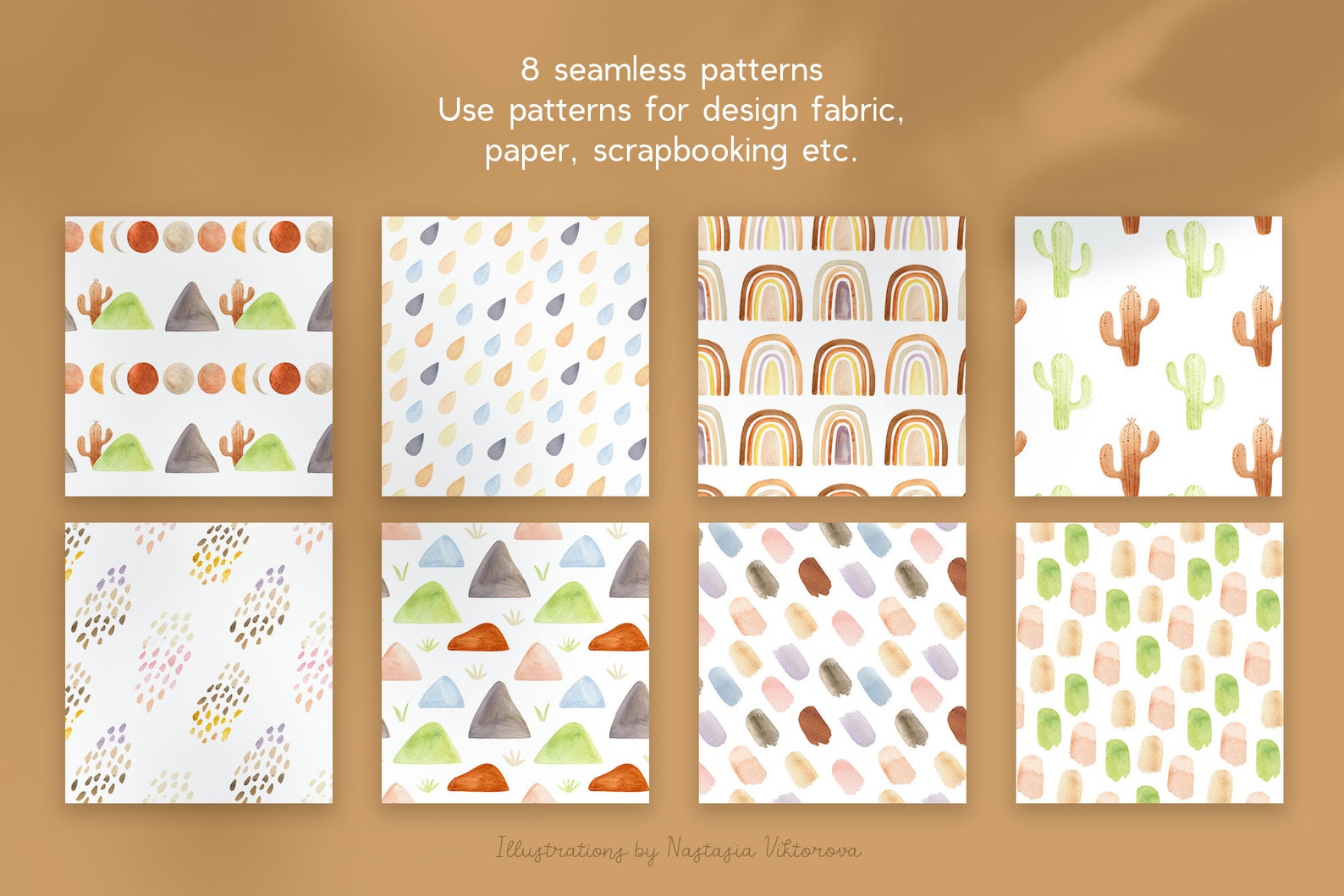 Boho digital scrapbook paper Modern landscape clipart Moon | Etsy