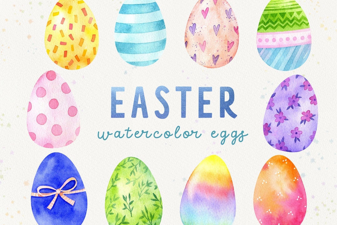 Easter Eggs Clipart, Watercolor Hand Painted Eggs in Png, Spring Pastel ...