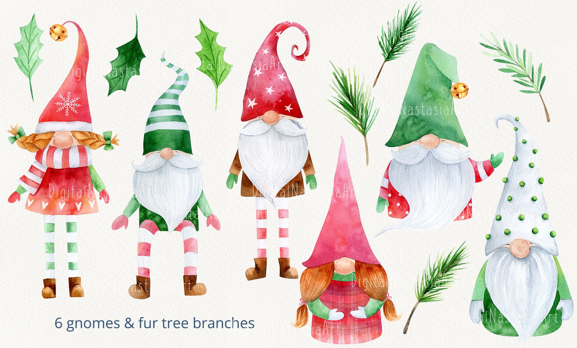 Christmas Gnome Clipart, Scandinavian Winter Holiday Gnomes, Nordic ...