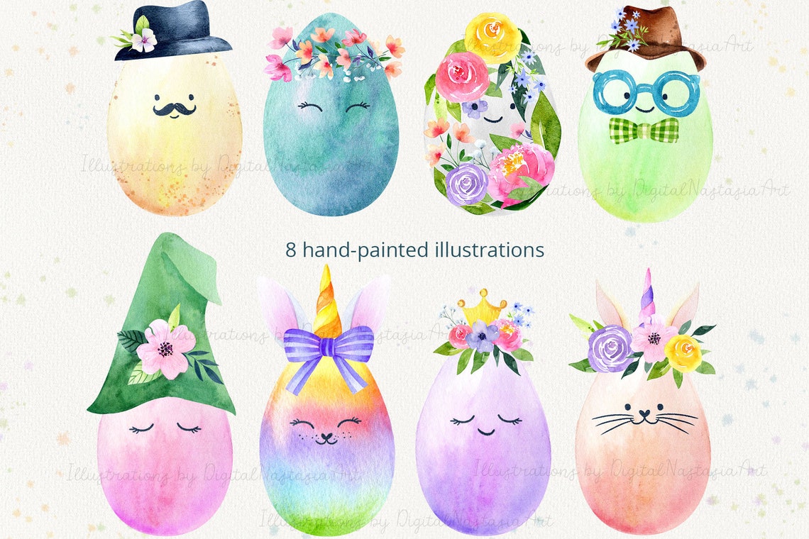 Easter Eggs Clipart Rainbow Png Kawaii Clipart Easter Bunny - Etsy