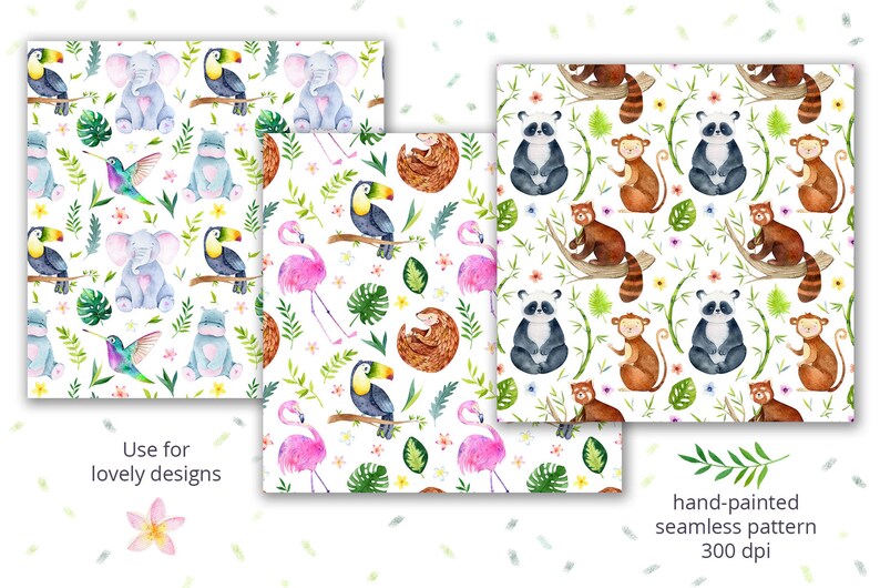 Jungle Baby Shower Digital Paper, Safari Jungle Nursery Scrapbook ...