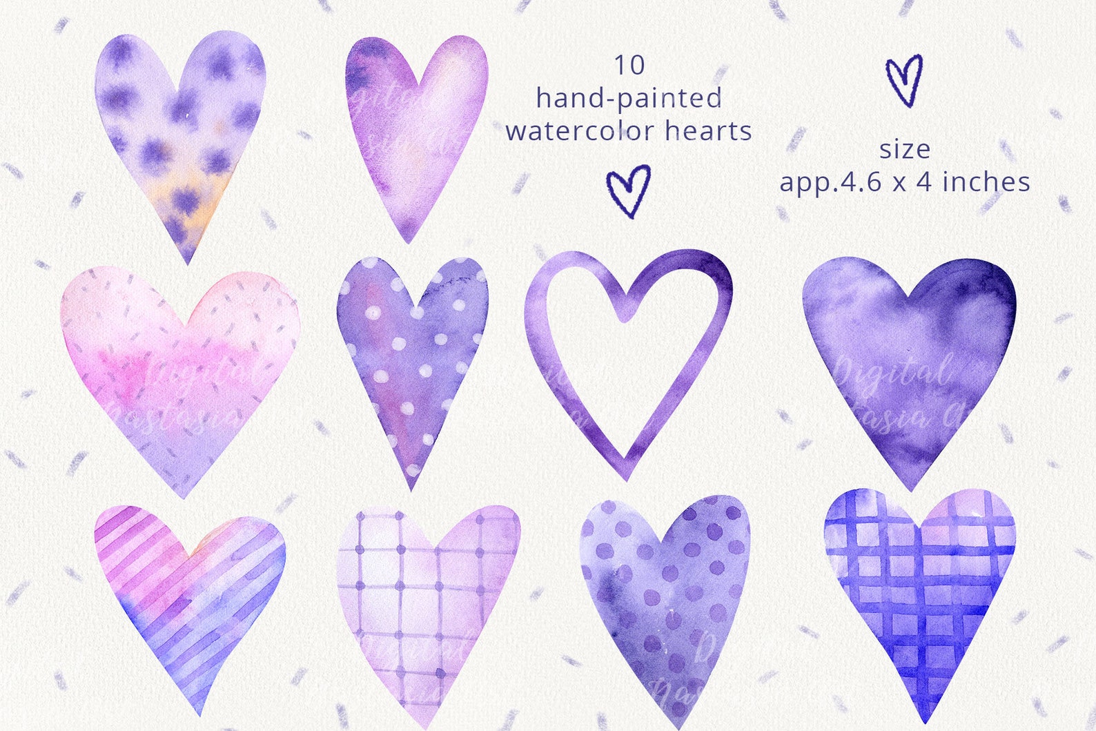 Watercolor Valentine Hand Drawn Clipart Valentine Png Heart - Etsy