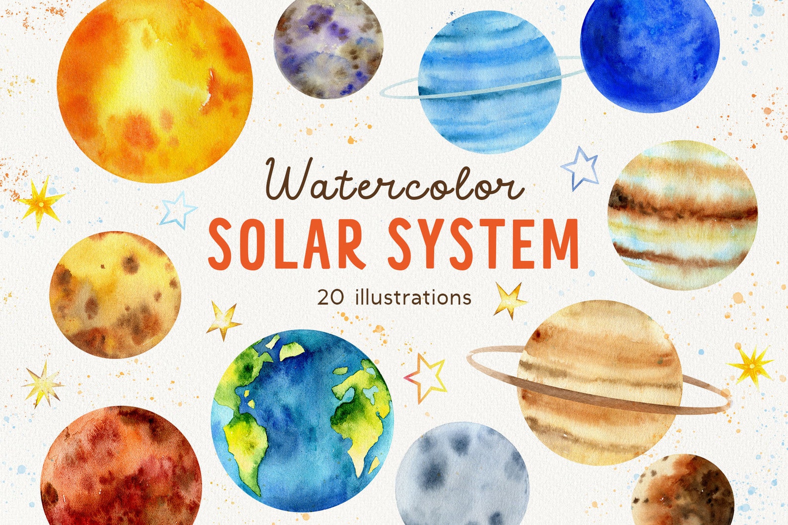 Solar System Clipart Outer Space Hand Drawn Clip Art Space - Etsy