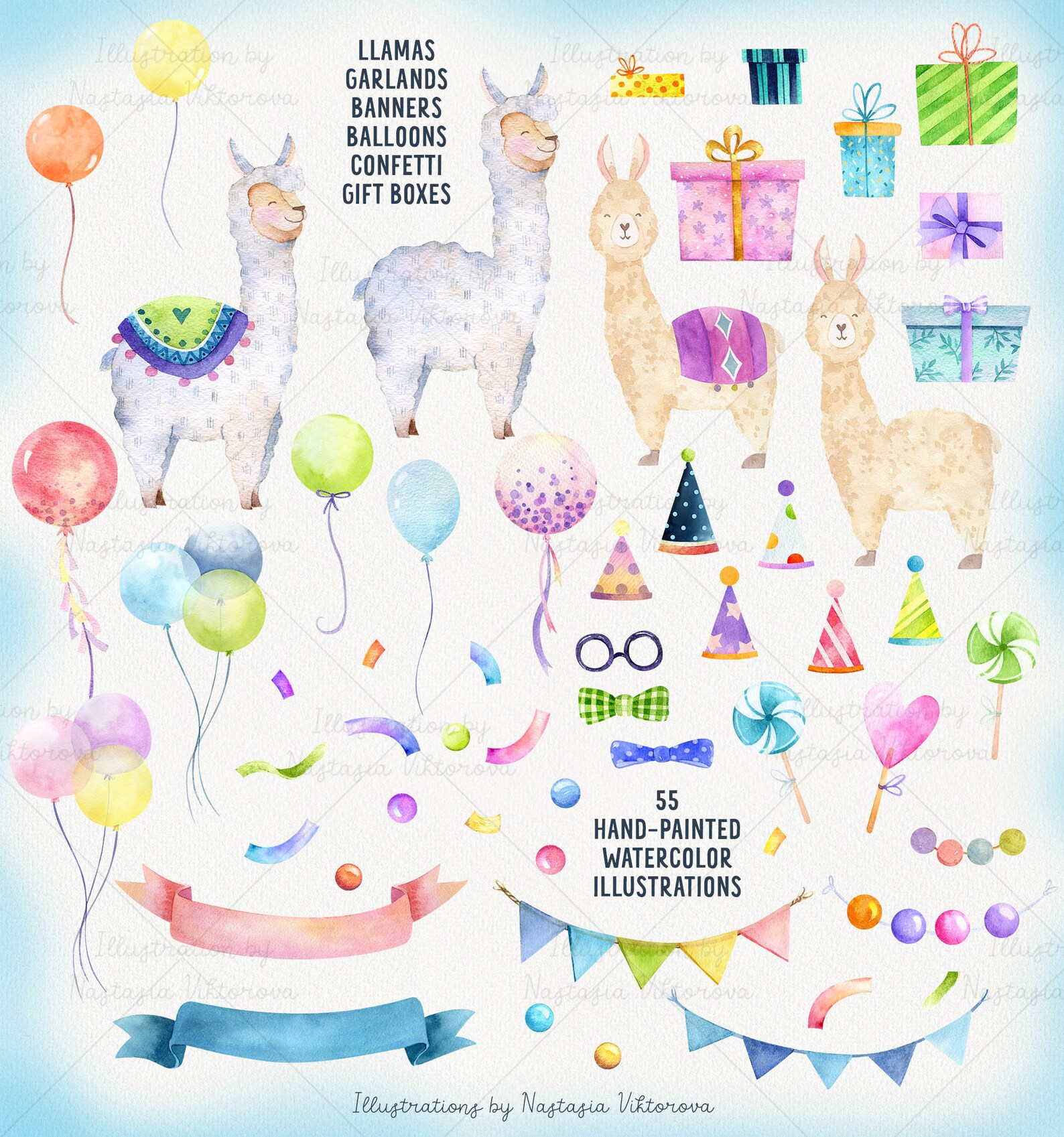 Llama Birthday Clip Art Holiday Balloon Clipart Baby Shower - Etsy