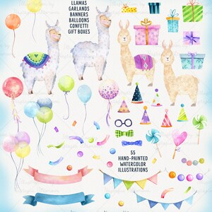 Llama Birthday Clip Art, Holiday Balloon Clipart, Baby Shower Hand ...