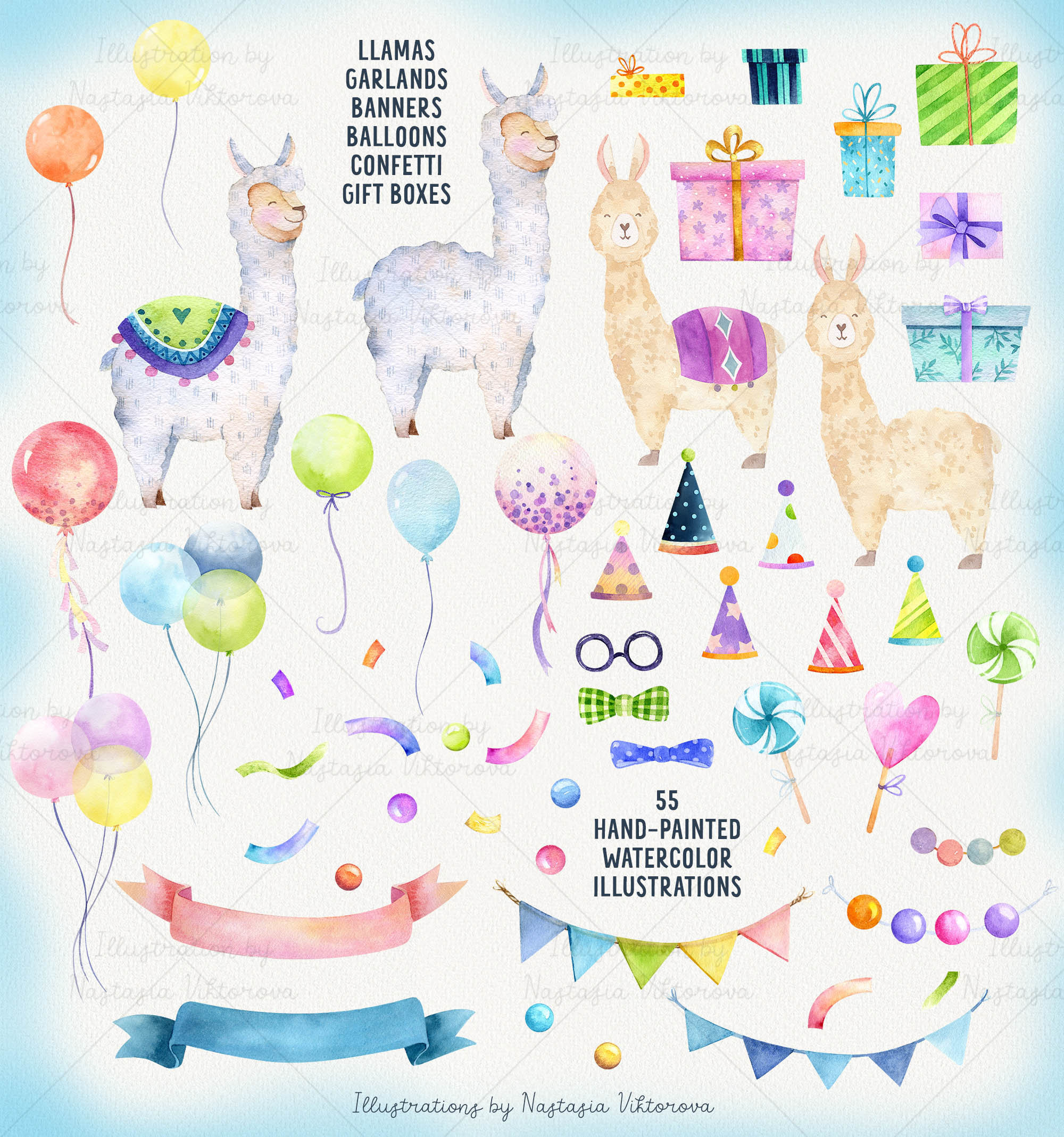 Llama Birthday Clip Art Holiday Balloon Clipart Baby Shower | Etsy