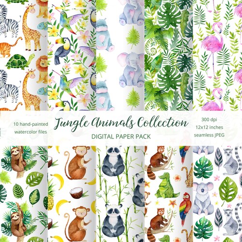 Jungle Baby Shower Digital Paper Safari Jungle Nursery - Etsy