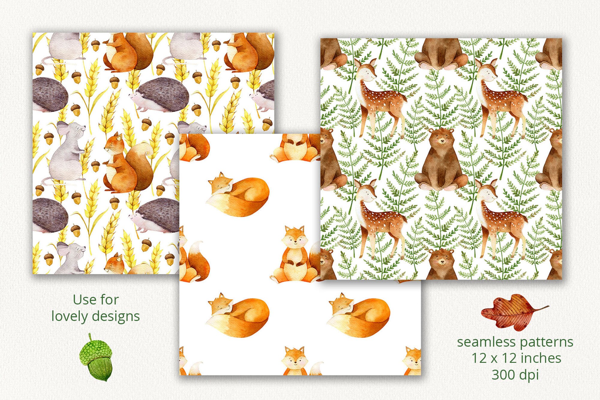 Forest Digital Papers Pack. Woodland Paper Pack. Autumn | Etsy