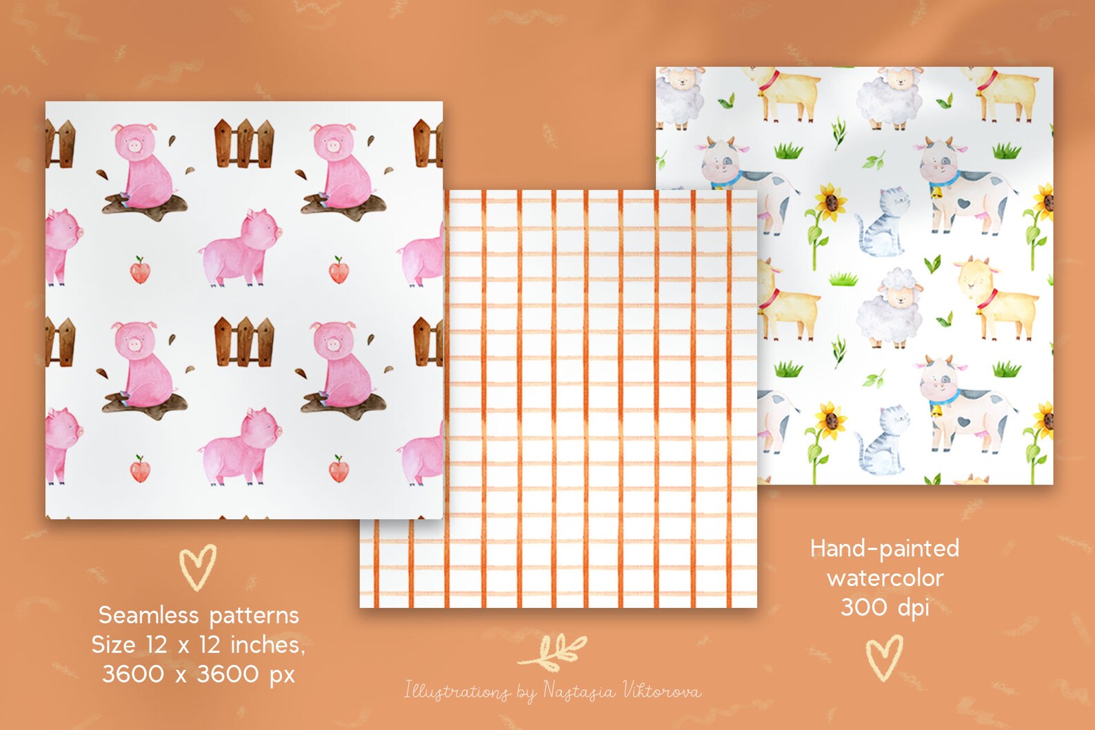 Watercolor Farm Animal Digital Paper Cute Baby Animal - Etsy