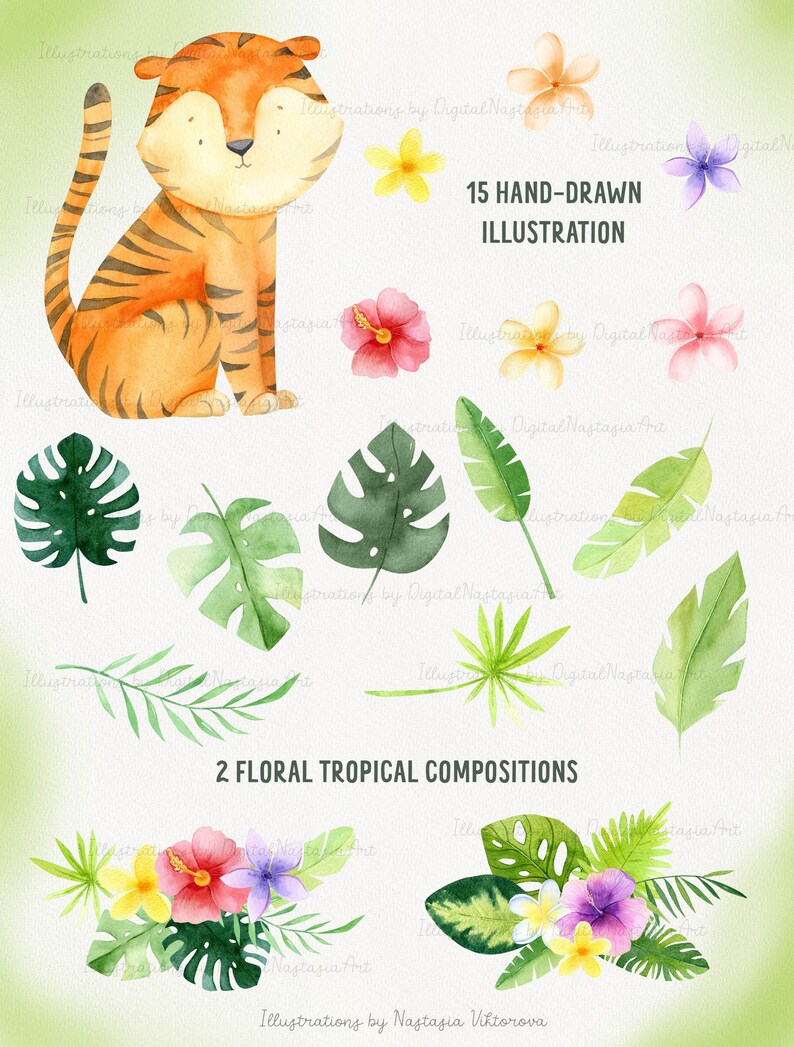 Tiger baby shower clipart Jungle Safari cute animal clipart | Etsy