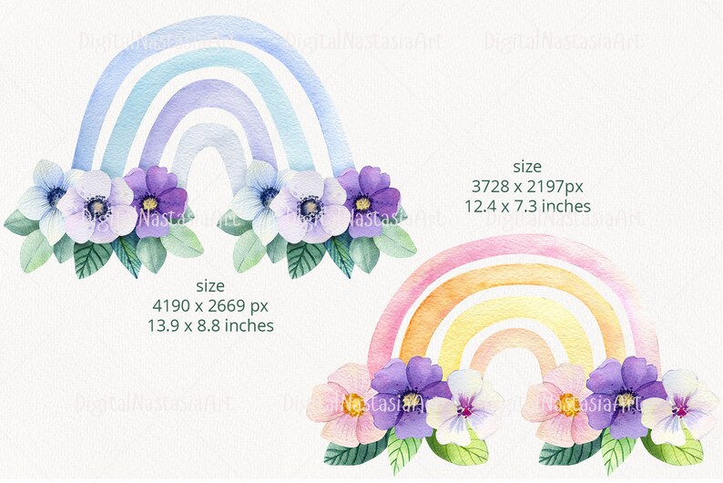 Watercolor Flower Clipart. Spring Hand Painted Clip Art. - Etsy