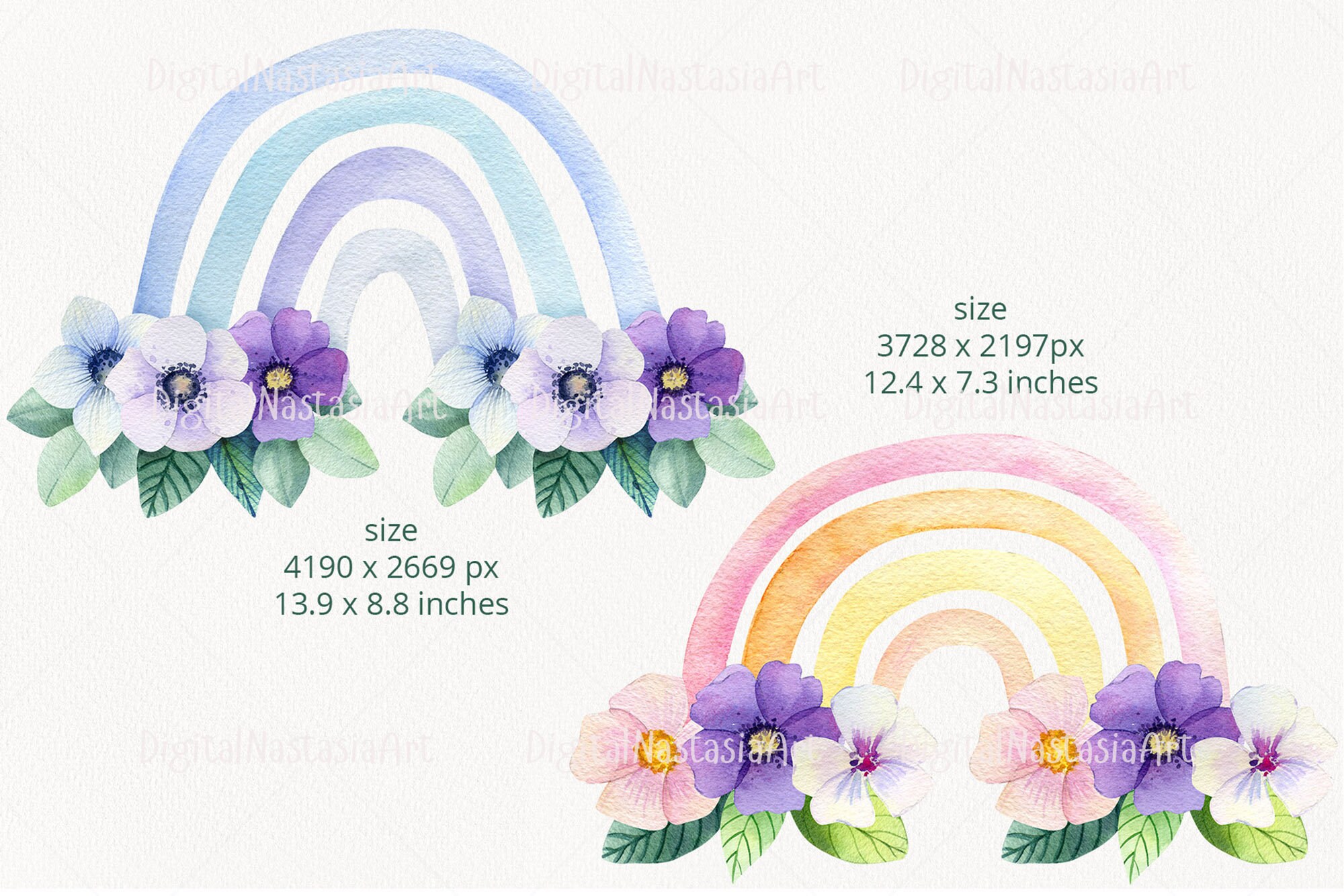 Watercolor Flower Clipart. Spring Hand Painted Clip Art. - Etsy