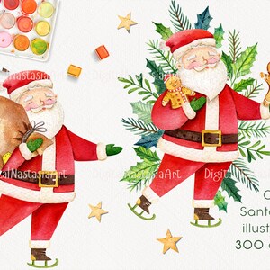 Santa Claus Clipart, Santa Watercolor, Christmas Clipart, Winter ...