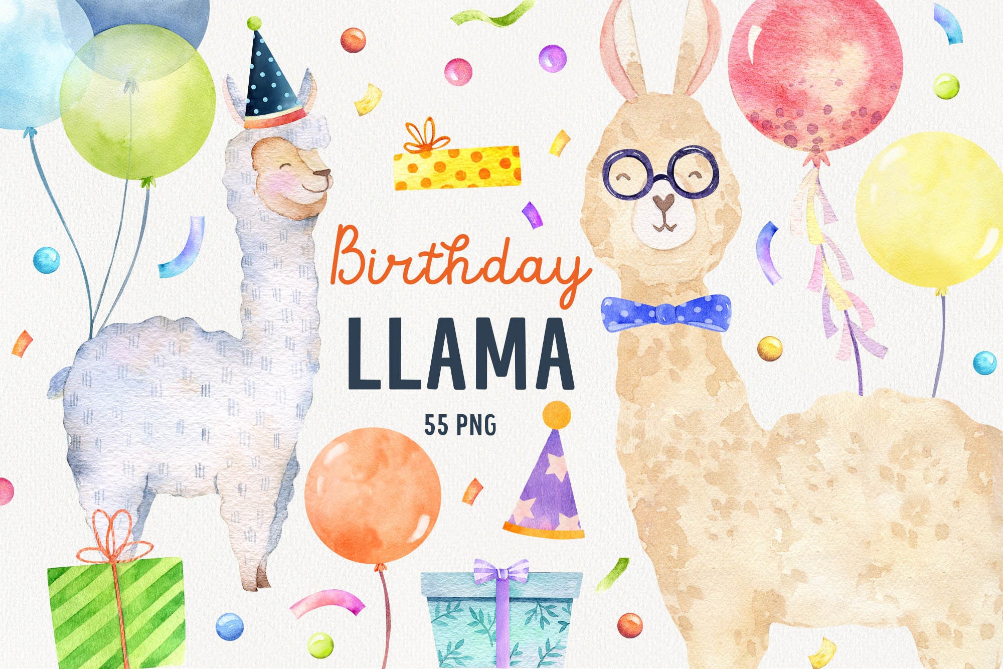 Happy Birthday Llamas With Hats