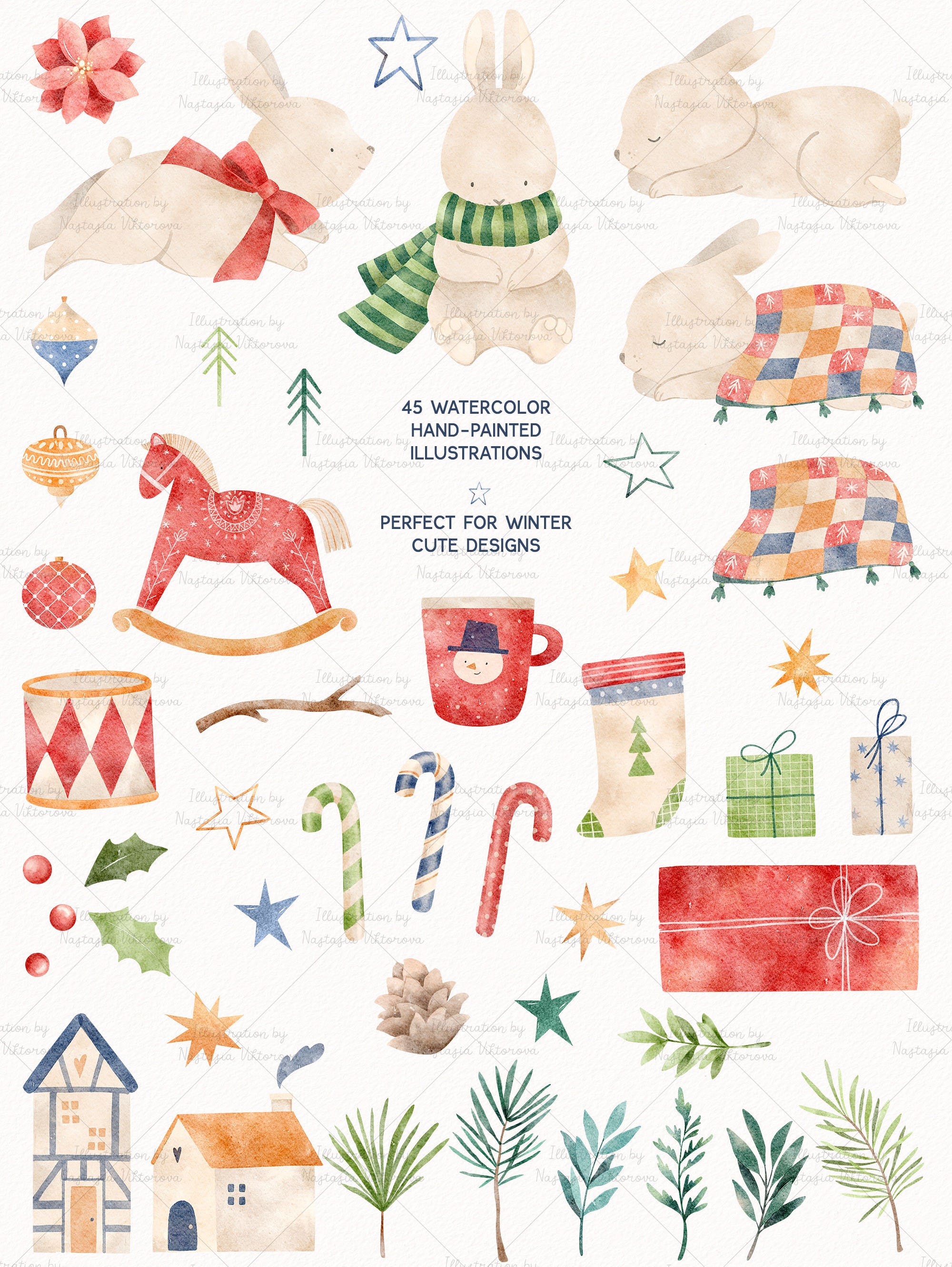 Winter Holiday Clipart Christmas Graphics Png Cute Woodland - Etsy