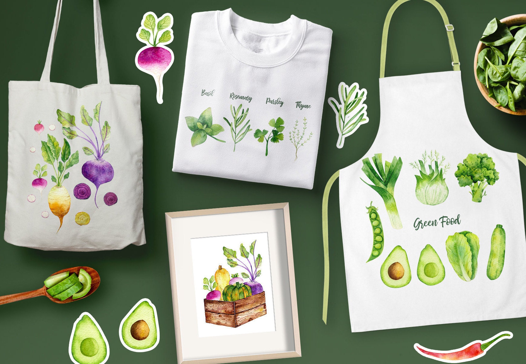 Vegetable Watercolor Clipart Food Clip Art Healthy Food Set - Etsy