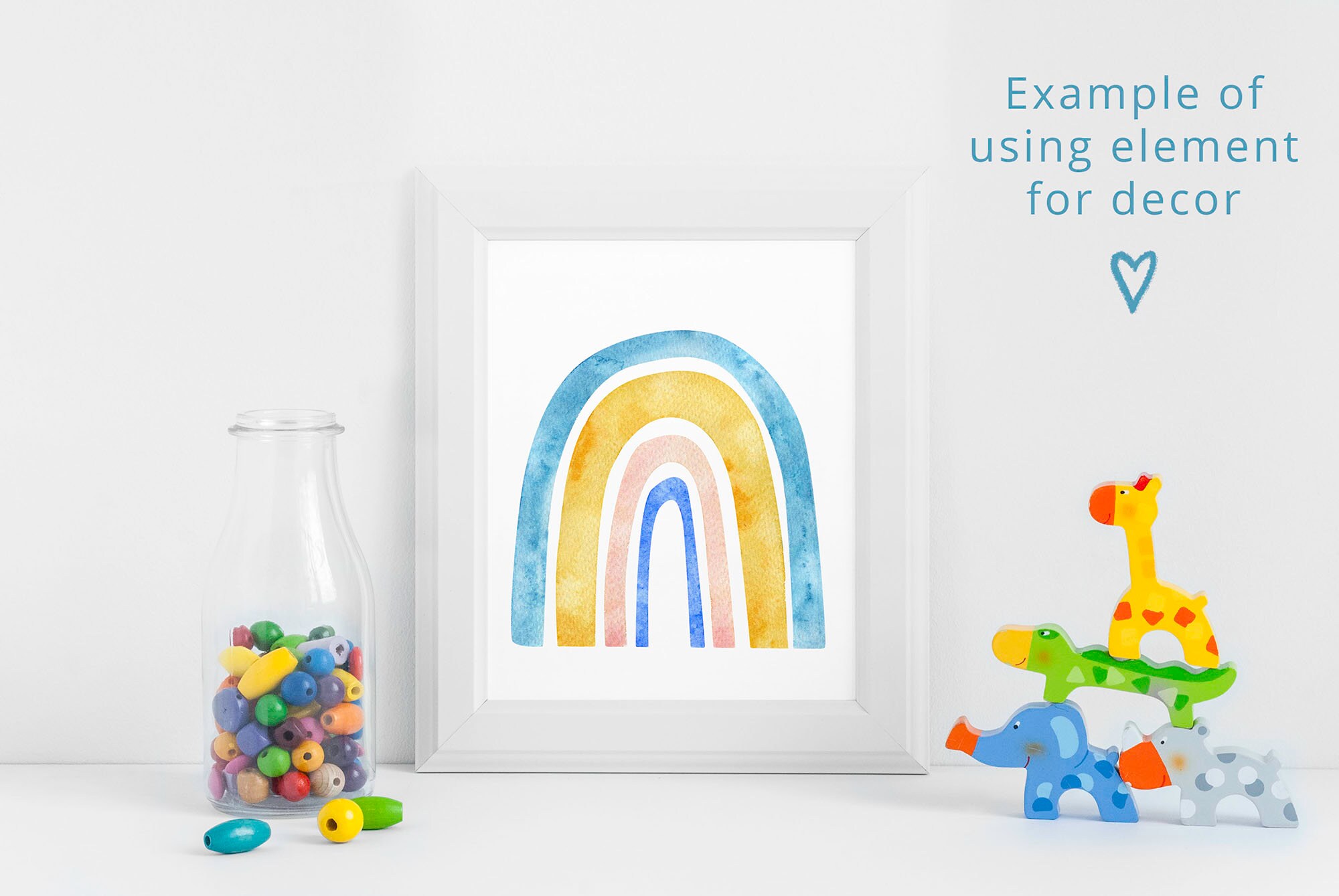 Watercolor Modern Rainbow Clip Art. Hand Painted Boho - Etsy