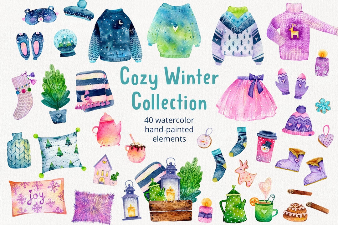 Christmas Clipart, Fashion Winter, Sweater Watercolor, Candle ...