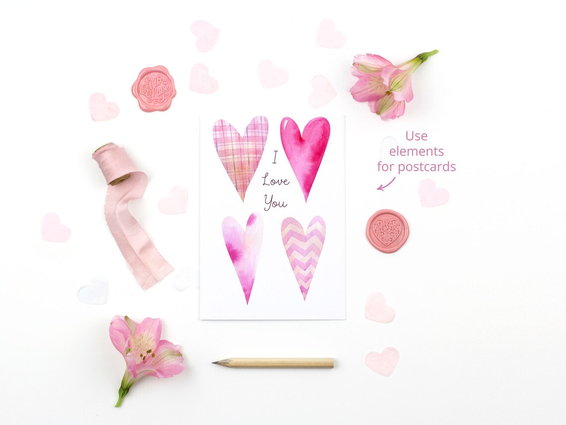Valentine Hand Drawn Clipart, Holiday Heart Doodle Clipart, Valentine ...