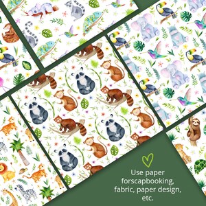 Jungle Baby Shower Digital Paper, Safari Jungle Nursery Scrapbook ...