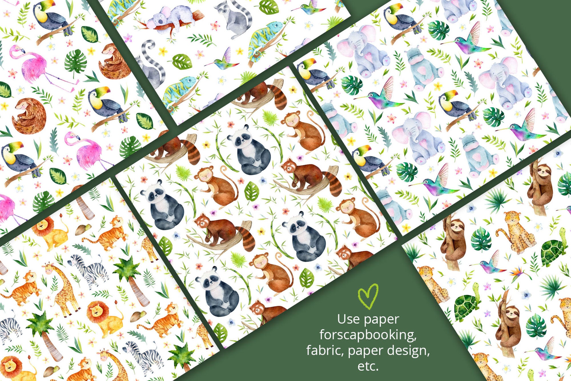 Jungle Baby Shower Digital Paper Safari Jungle Nursery - Etsy