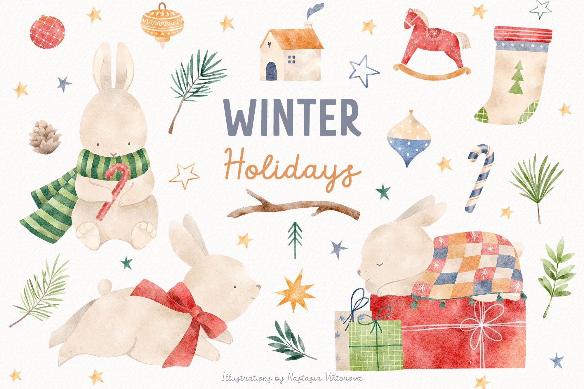 Winter Holiday Clipart Christmas Graphics Png Cute Woodland - Etsy