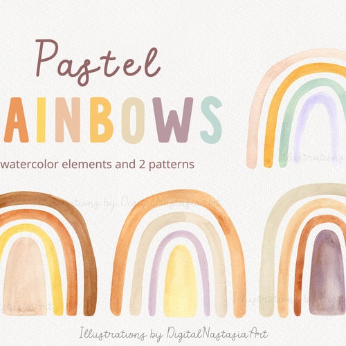 Boho Rainbow Clipart Neutral Rainbow Baby Shower Clipart | Etsy