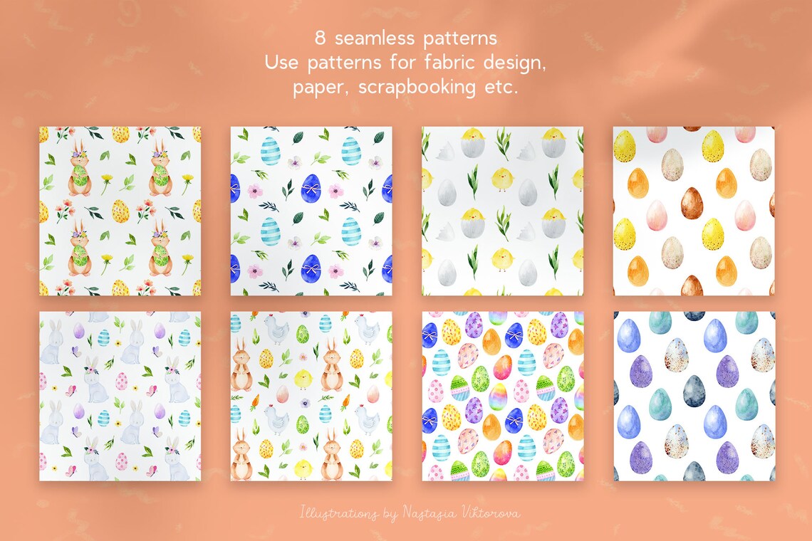Easter Eggs Digital Paper Spring Scrapbook Paper Hand-drawn - Etsy