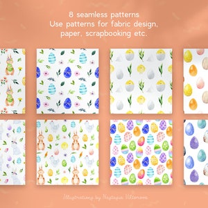 Easter Eggs Digital Paper, Spring Scrapbook Paper, Hand-drawn Easter ...