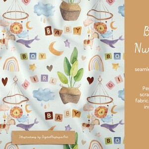 Boho Digital Paper, Nursery Seamless Pattern Clipart, Bohemian Rainbow ...