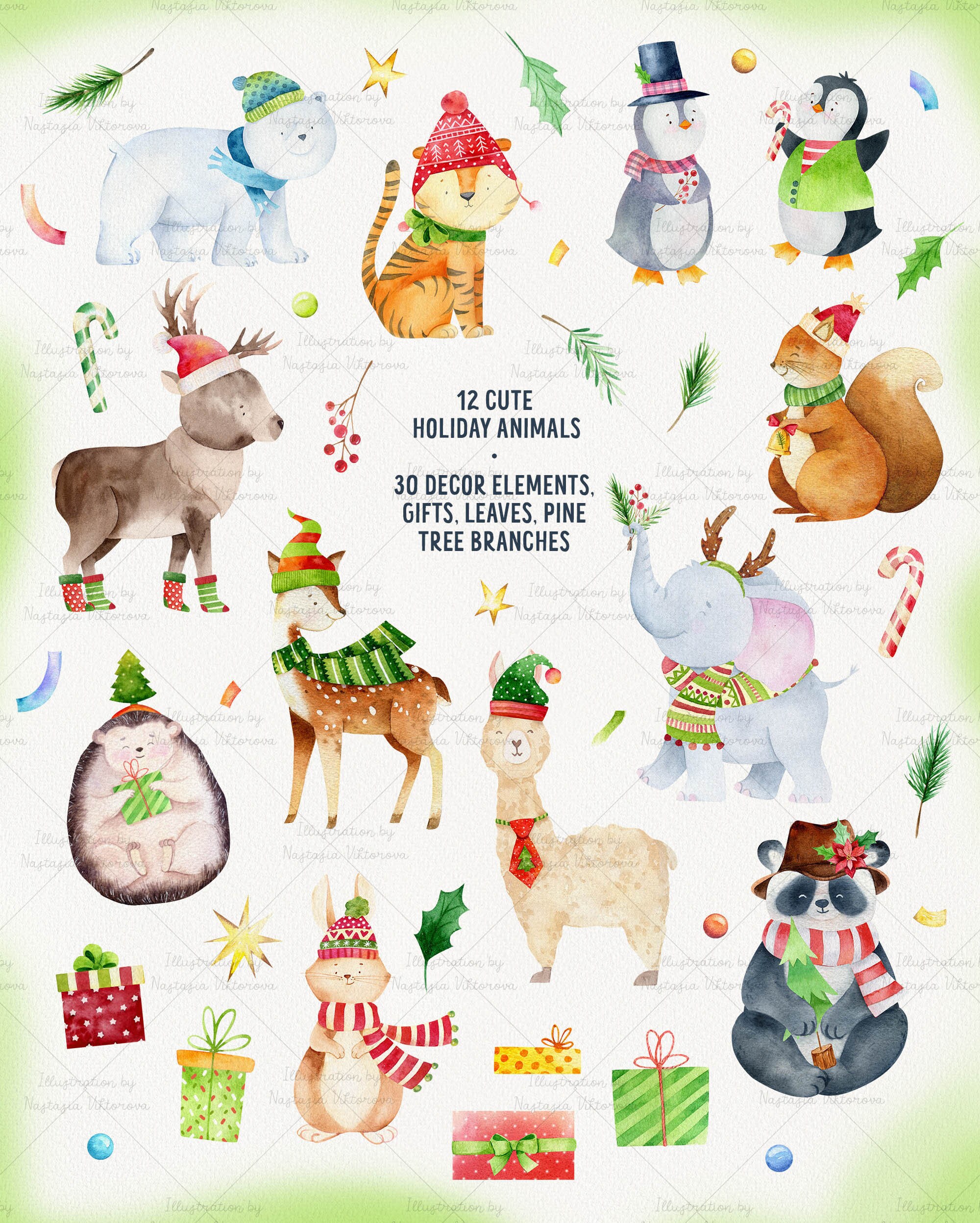 Christmas Holiday Clipart Woodland Cute Baby Animals - Etsy