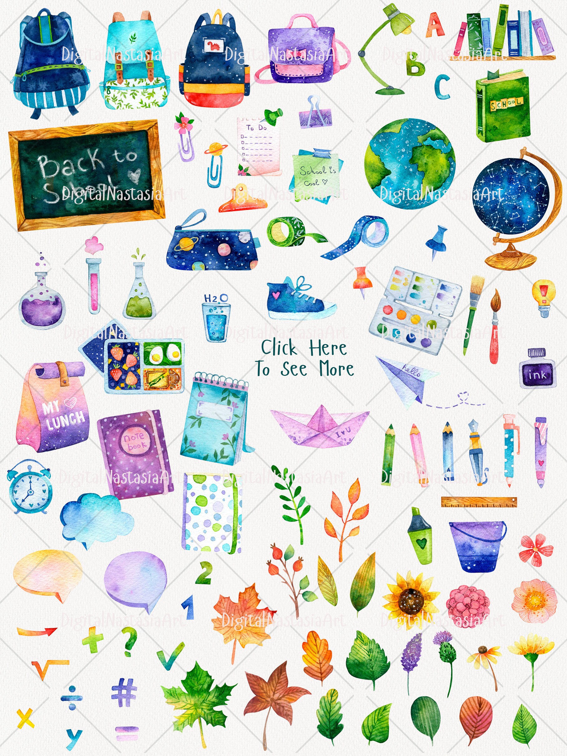Back to School Clipart School Watercolor School Clip Art - Etsy