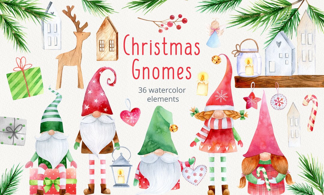 Christmas Gnome Clipart, Scandinavian Winter Holiday Gnomes, Nordic ...