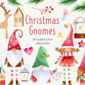 Christmas Gnome Clipart, Scandinavian Winter Holiday Gnomes, Nordic ...