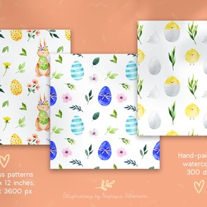 Easter Eggs Digital Paper: Spring Scrapbook, Bunny Clipart (digital ...