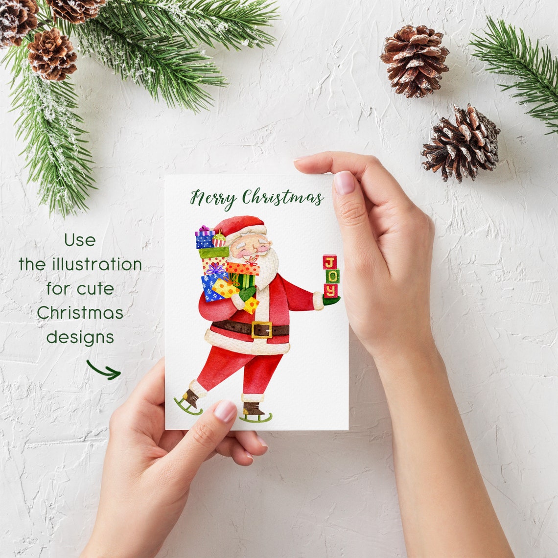 Santa Claus Clipart, Santa Watercolor, Christmas Clipart, Winter ...