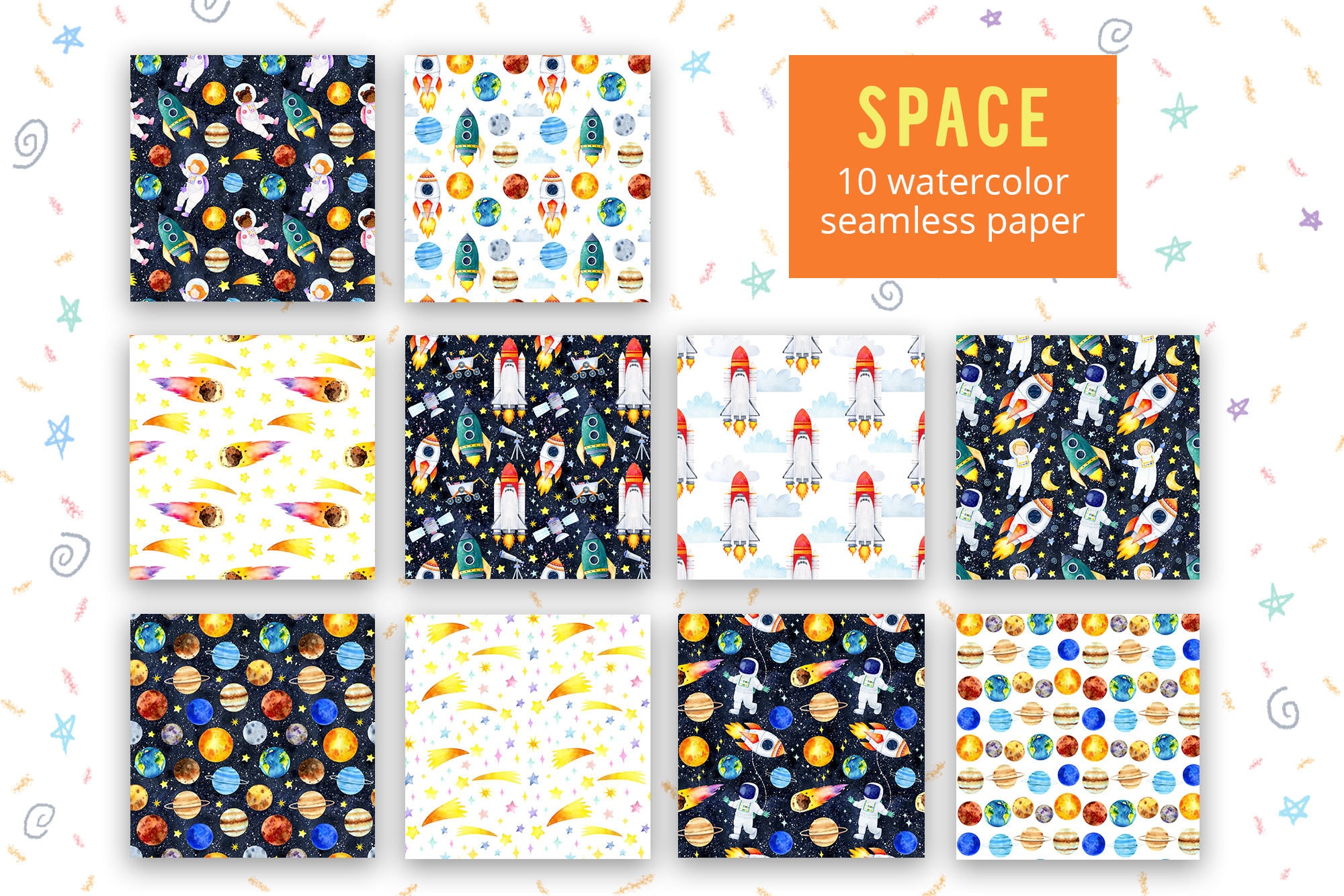 Space Seamless Digital Paper Galaxy Colorful Scrapbook Paper | Etsy