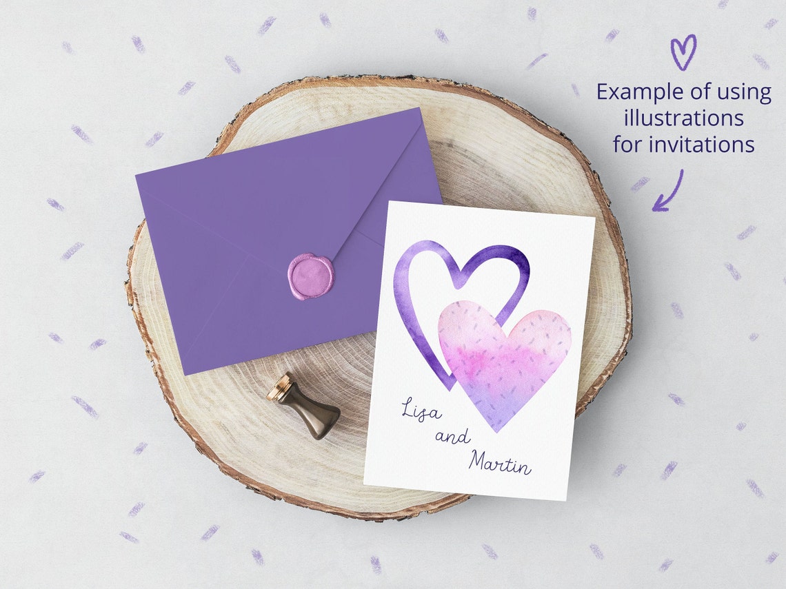 Watercolor Valentine Hand Drawn Clipart Valentine Png Heart - Etsy