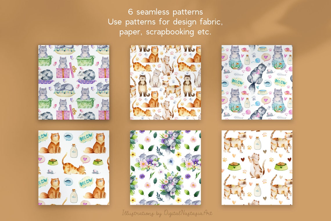 Cat Digital Paper. Kittens Scrapbook Paper. Cute Kitty - Etsy