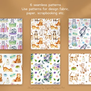 Cat Digital Paper. Kittens Scrapbook Paper. Cute Kitty Patterns ...