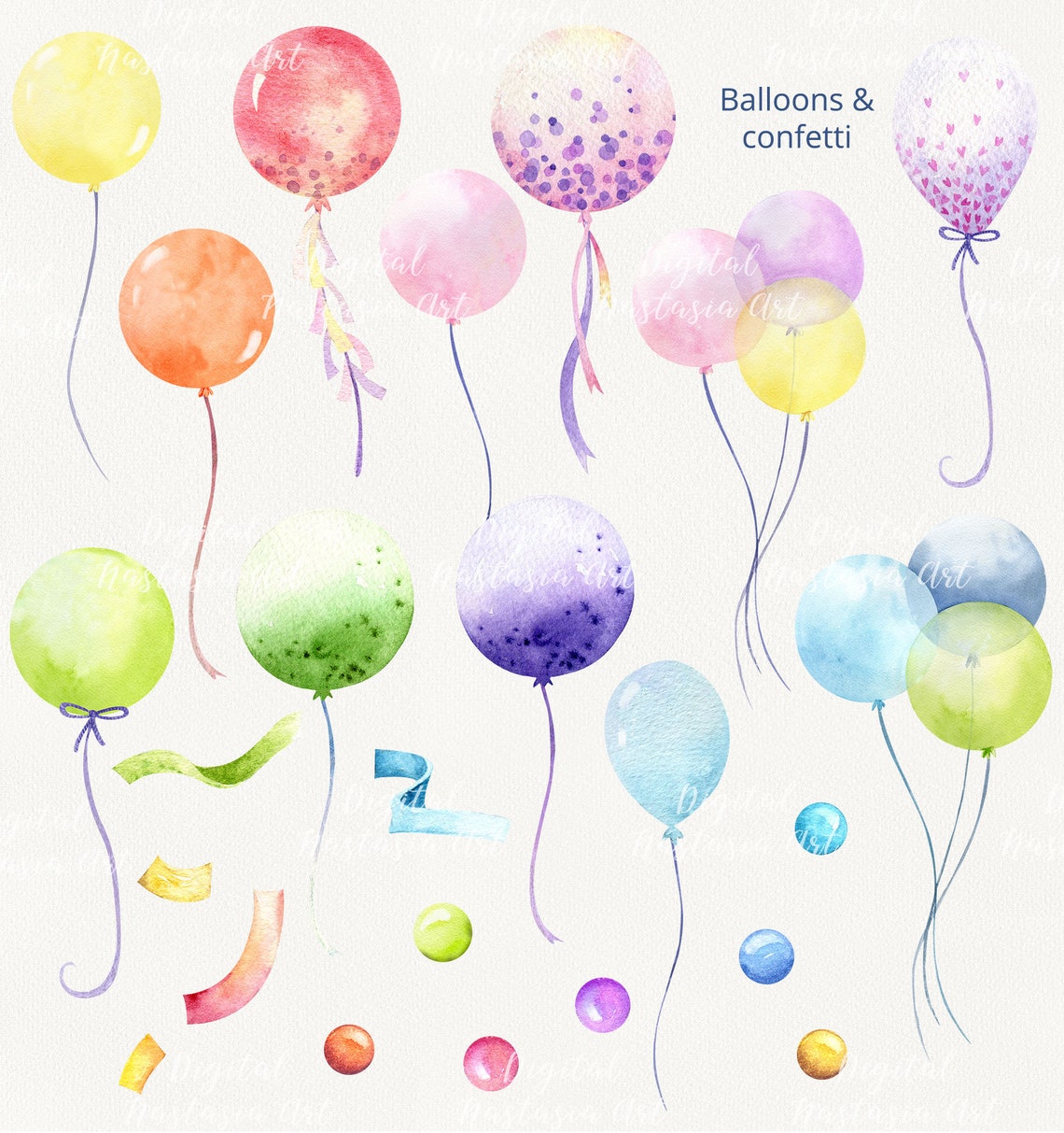 Happy Birthday Clipart Colorful Confetti Balloon Clip Art - Etsy