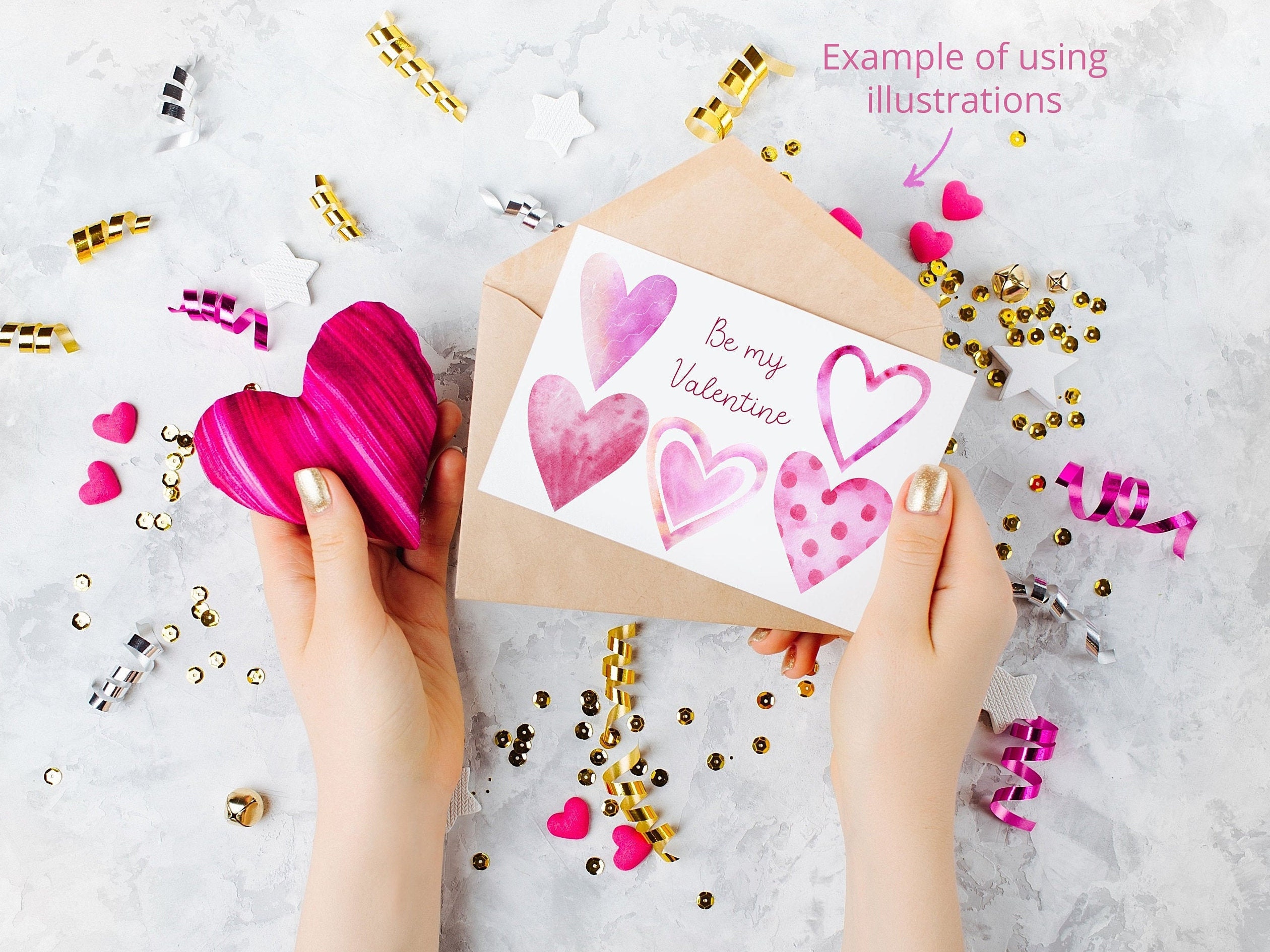 Valentine Hand Drawn Clipart, Holiday Heart Doodle Clipart, Valentine ...