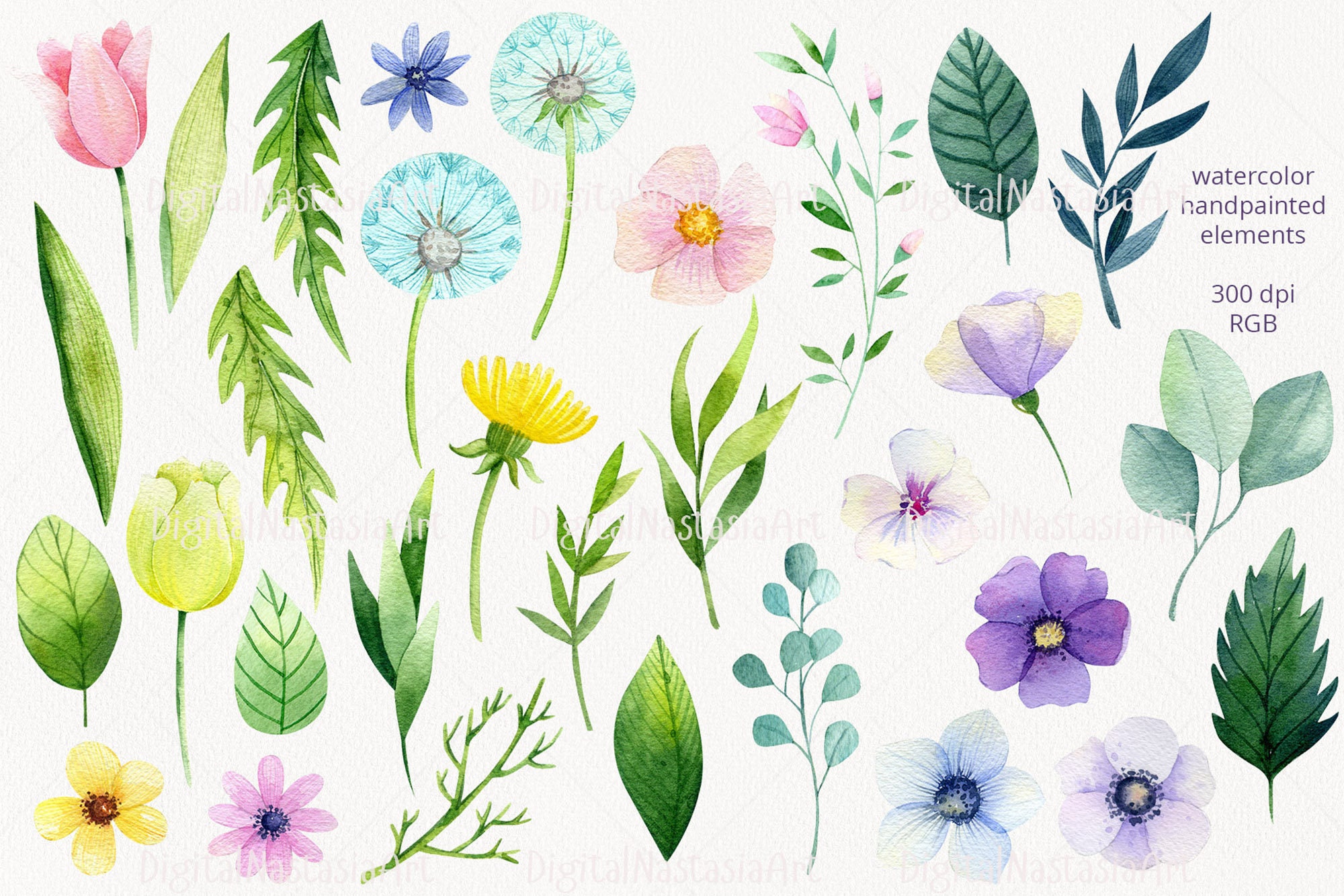 Watercolor Spring Clipart. Flowers. Garden. Floral Spring - Etsy