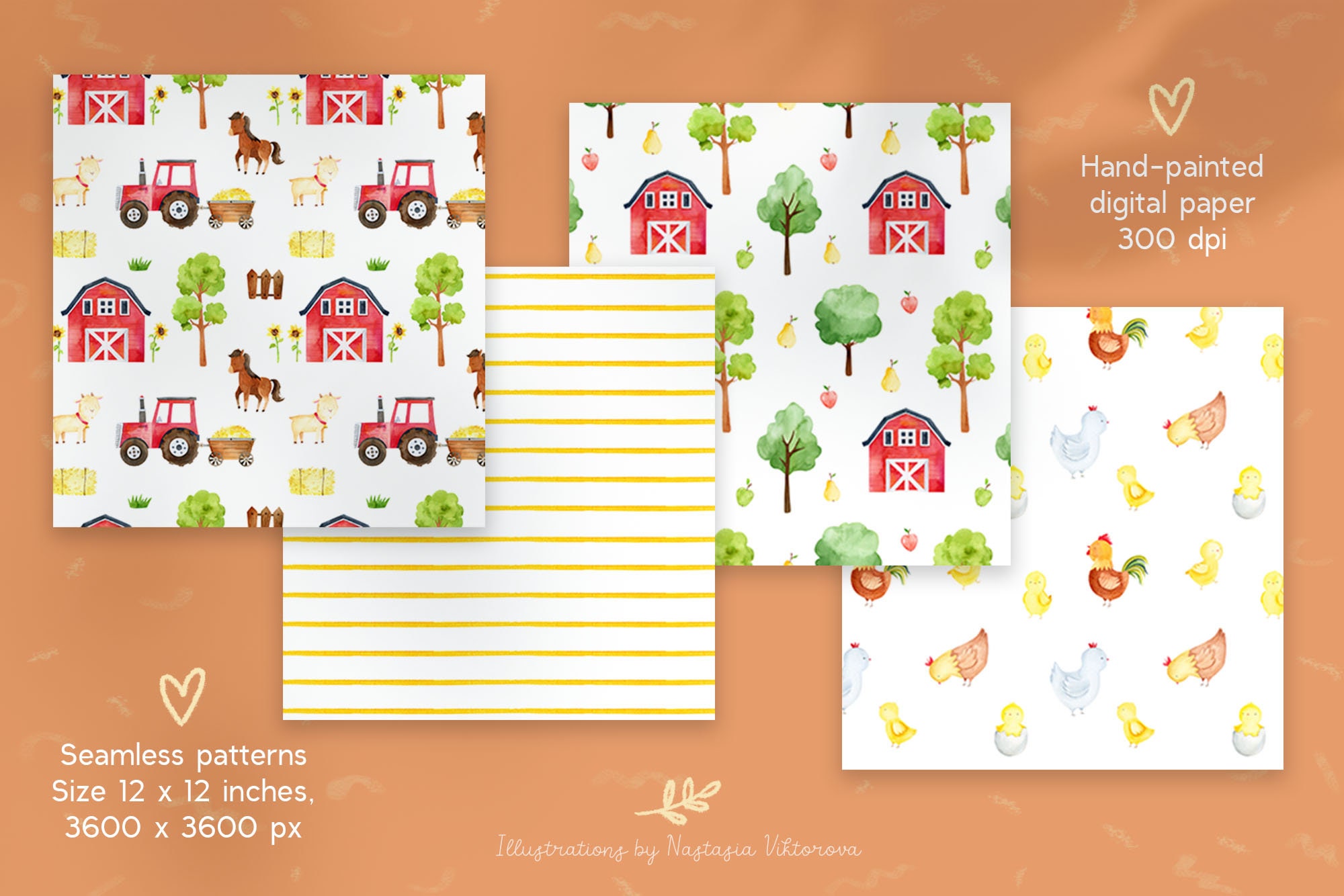 Watercolor Farm Animal Digital Paper Cute Baby Animal - Etsy