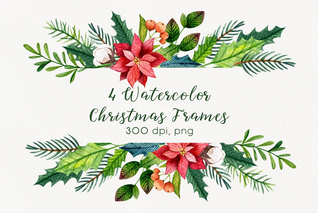 Christmas Wreath Frames, Winter Holiday Clip Art, Greenery Clipart ...