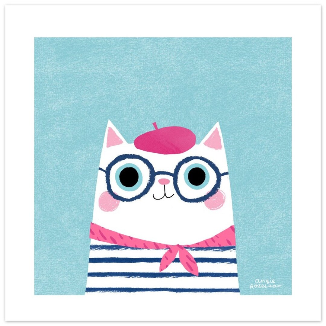 French Cat by Angie Rozelaar Premium Paper Cat Art Print - Etsy