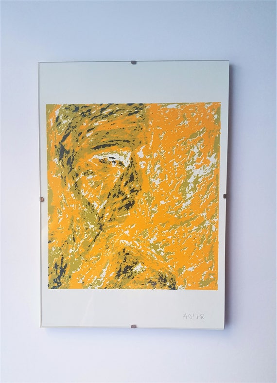 Abstract Screenprint Portrait 3 Layer Handmade Poster A4 | Etsy