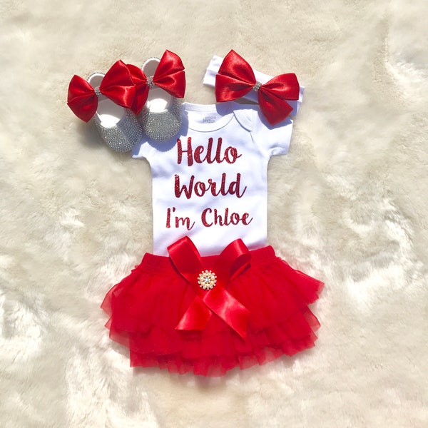 Hello World Newborn Outfit Girl - Etsy