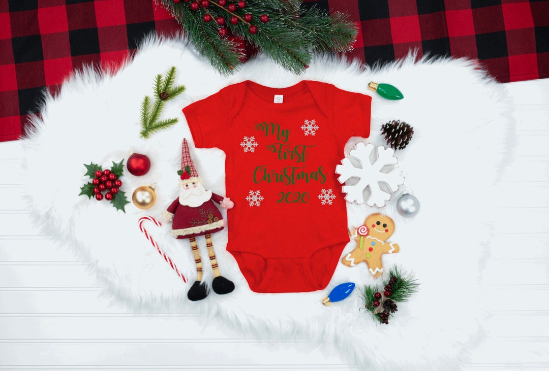 Baby Girl First Christmas Bodysuit - Baby Girl Red Christmas Bodysuit ...