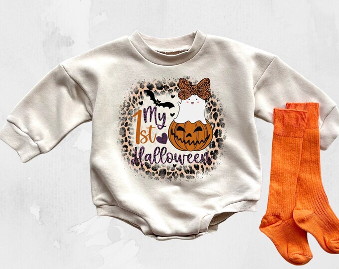 Baby Bubble Romper Halloween Baby Girl Halloween Outfit Sweatshirt Romper 1st Halloween Outfit ...